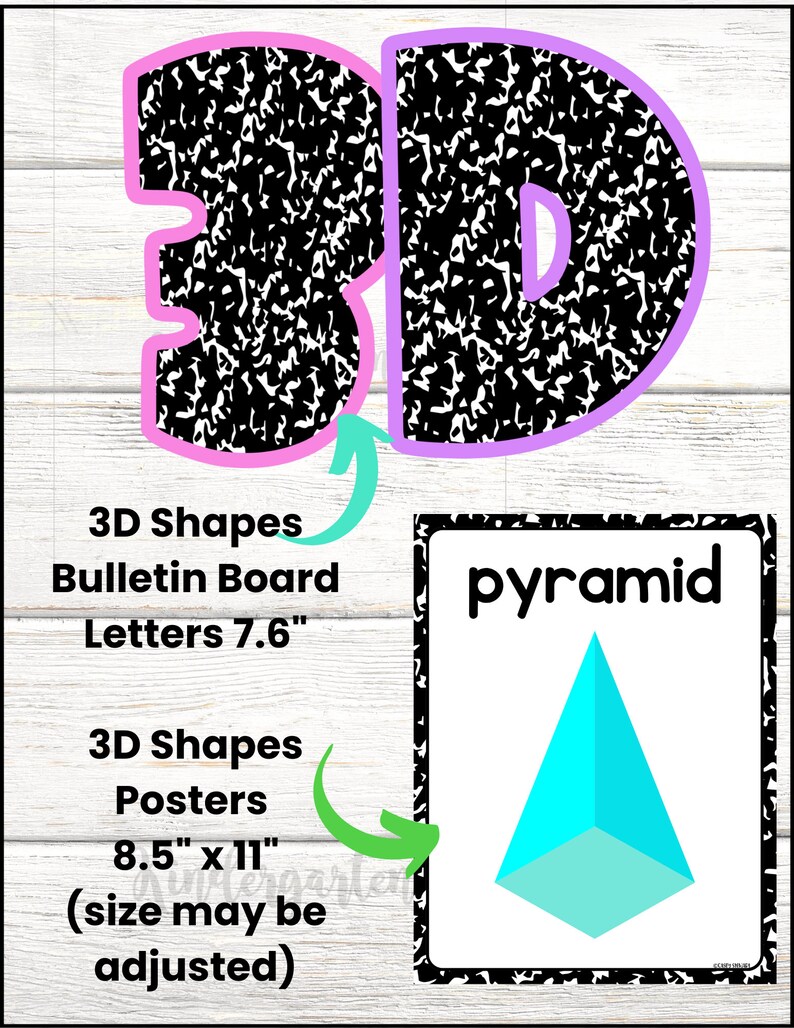 3D Shapes Posters Composition Notebook Classroom Decor Theme ...