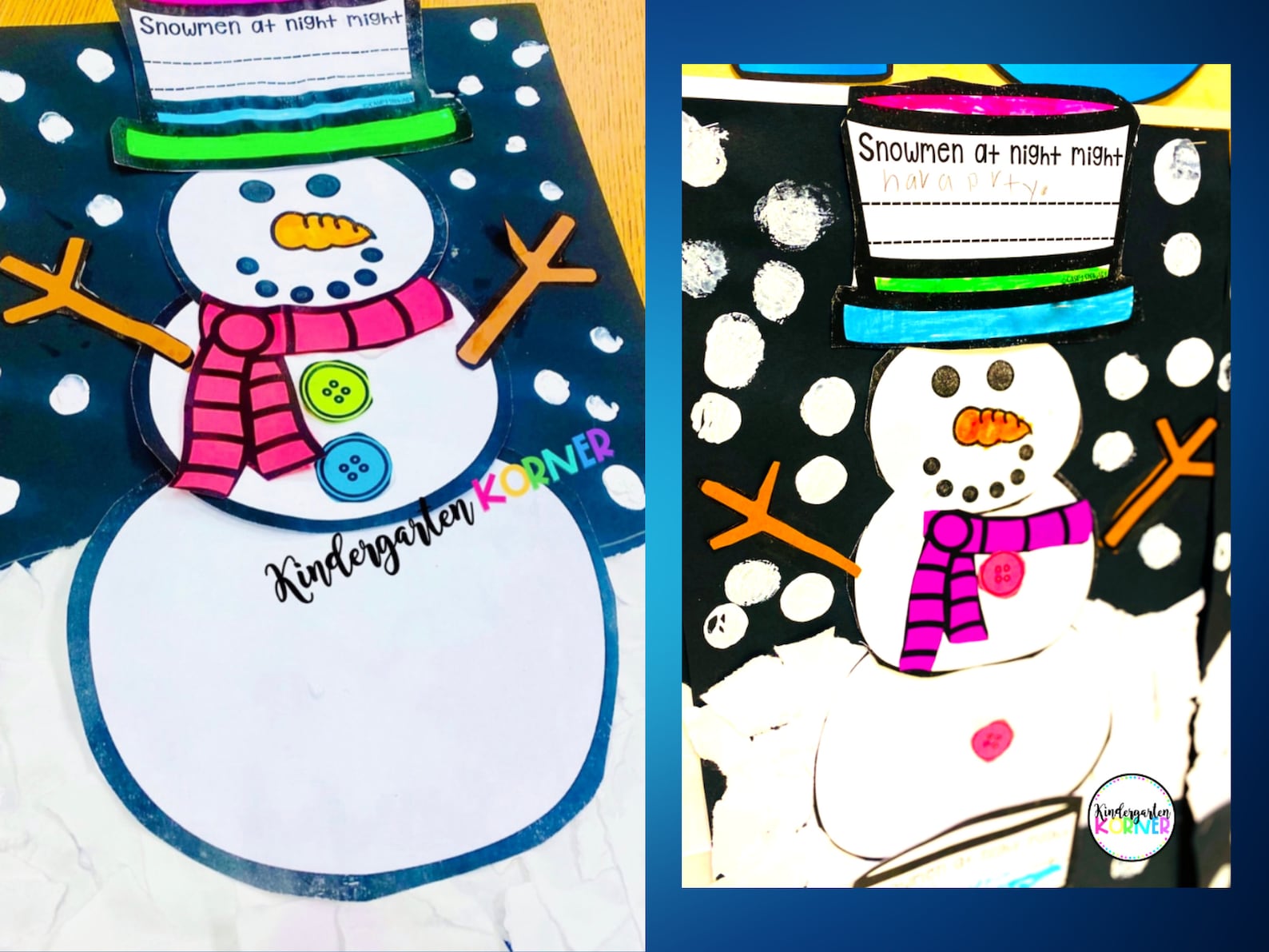 Snowmen at Night Winter Bulletin Board Kit Snowman Writing and Craft ...