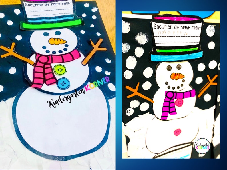 Snowmen at Night Winter Bulletin Board Kit Snowman Writing and Craft ...