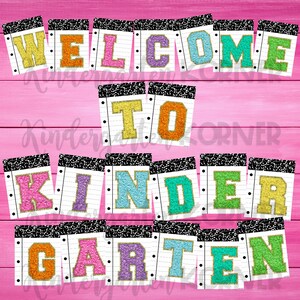 Welcome to Kindergarten Composition Notebook Varsity Patch Bulletin ...