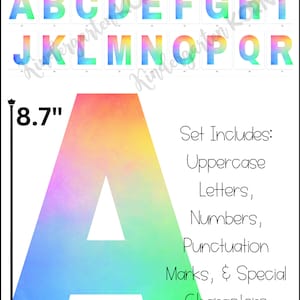 Watercolors Large Bulletin Board Letters Numbers Rainbow Neon Classroom ...