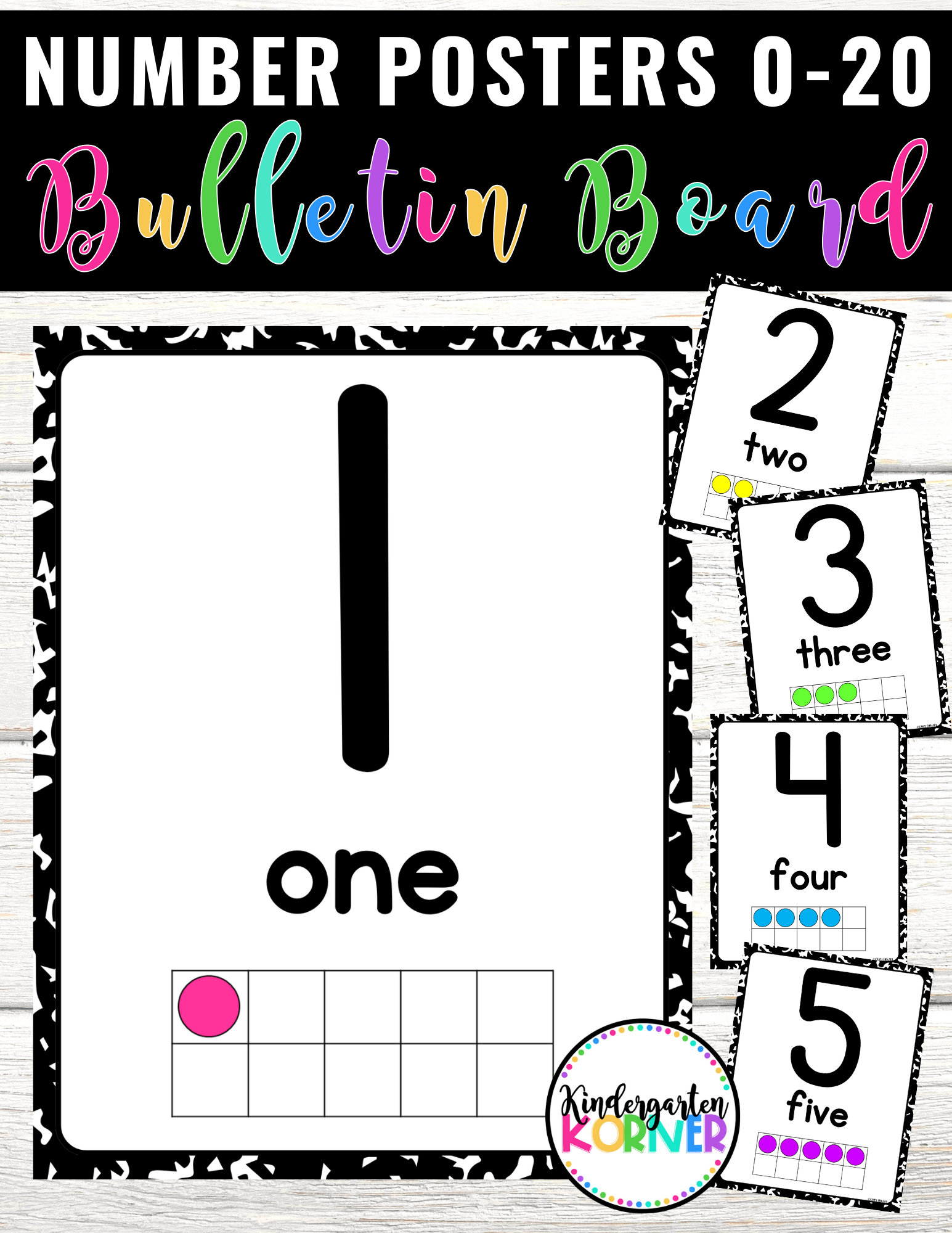 Number Posters Composition Notebook Style Printable Classroom Decor - Etsy