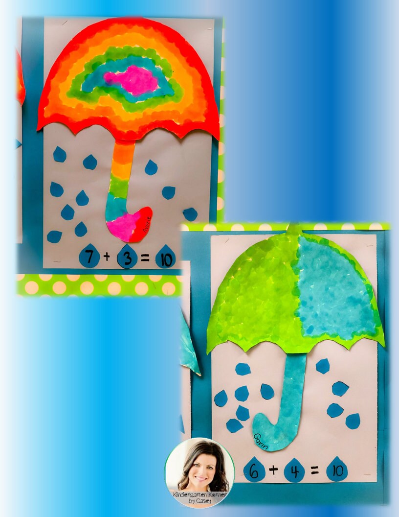 April Showers Bulletin Board | "it's Raining Ten" Math Addition, Number ...