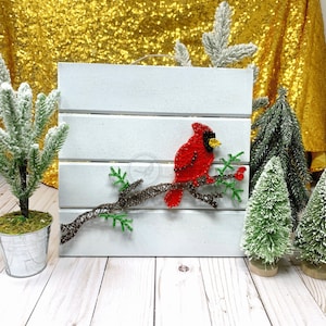 Cardinal String Art | Cardinal on a Branch Winter Wall Art, in Memory ...