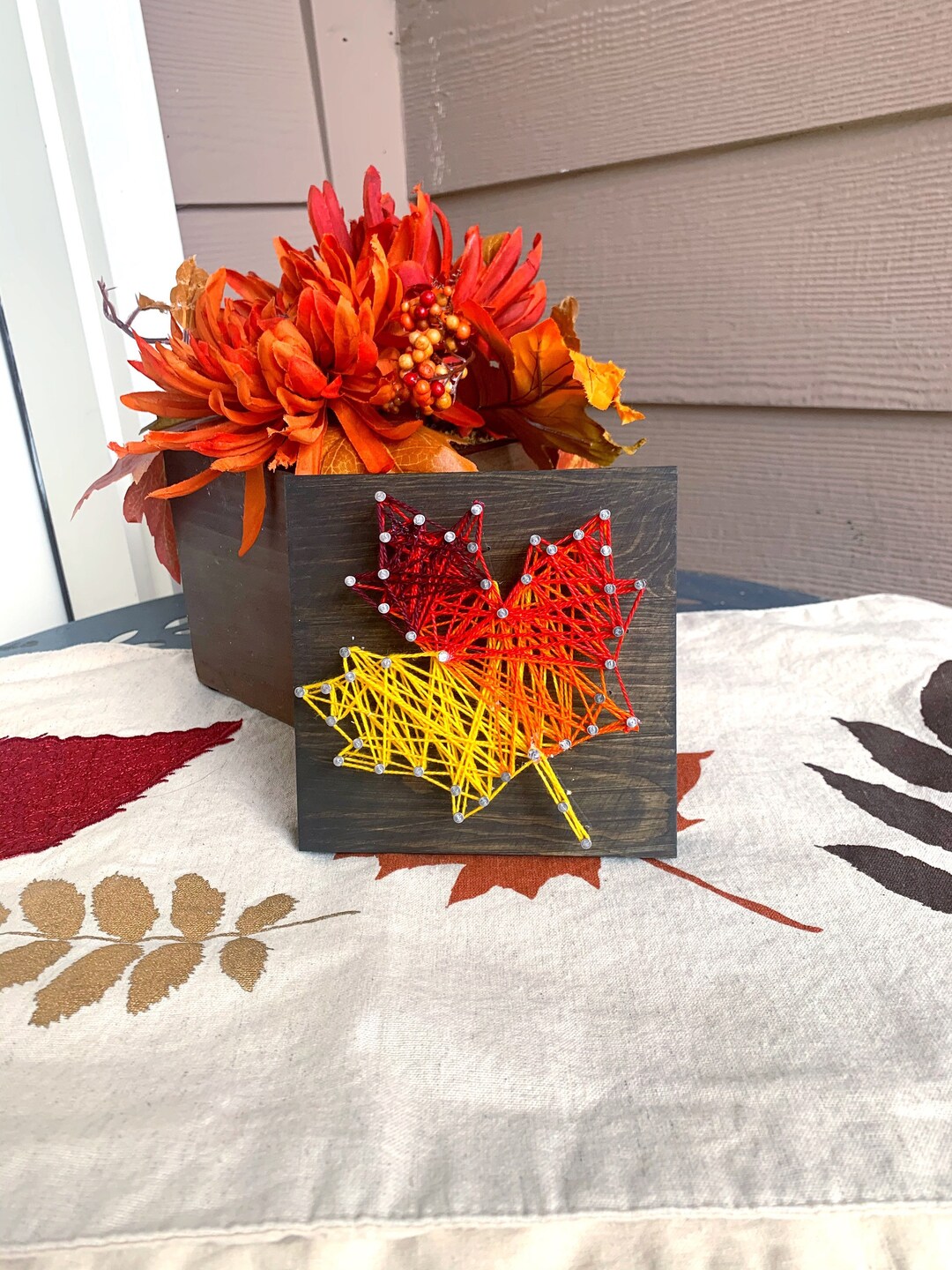 Ombré Fall Leaf String Art | Unique Colorful Fall Leaves Decor ...