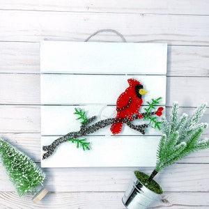 Cardinal String Art | Cardinal on a Branch Winter Wall Art, in Memory ...
