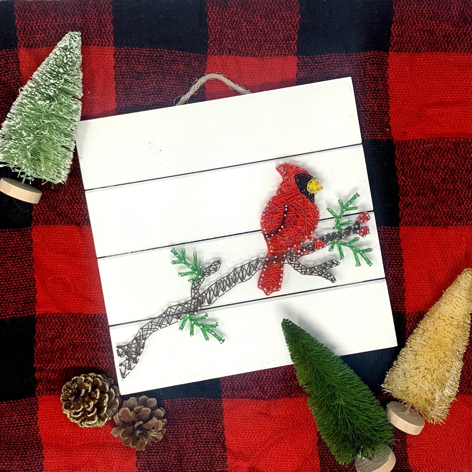 Cardinal String Art Cardinal on a Branch Winter Wall Art in - Etsy