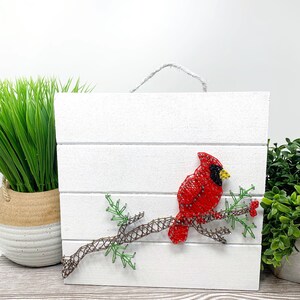 Cardinal String Art cardinal on a branch winter wall art in | Etsy