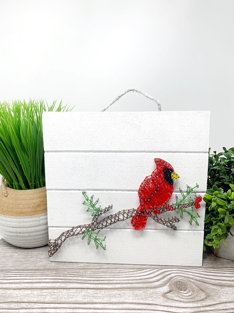 Cardinal String Art Cardinal on a Branch Winter Wall Art in - Etsy
