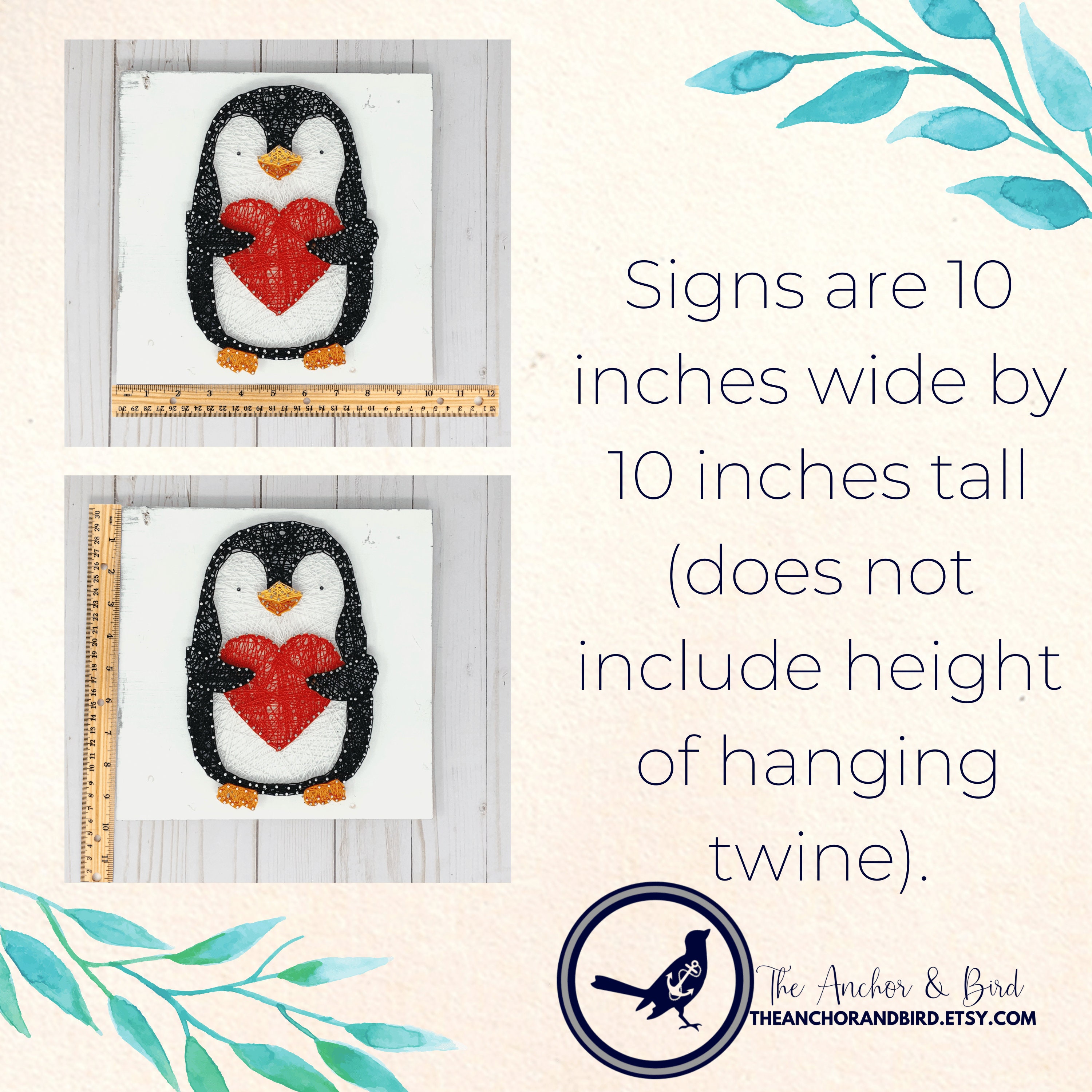 Penguin With Heart String Art Cute Penguin Wall Art - Etsy