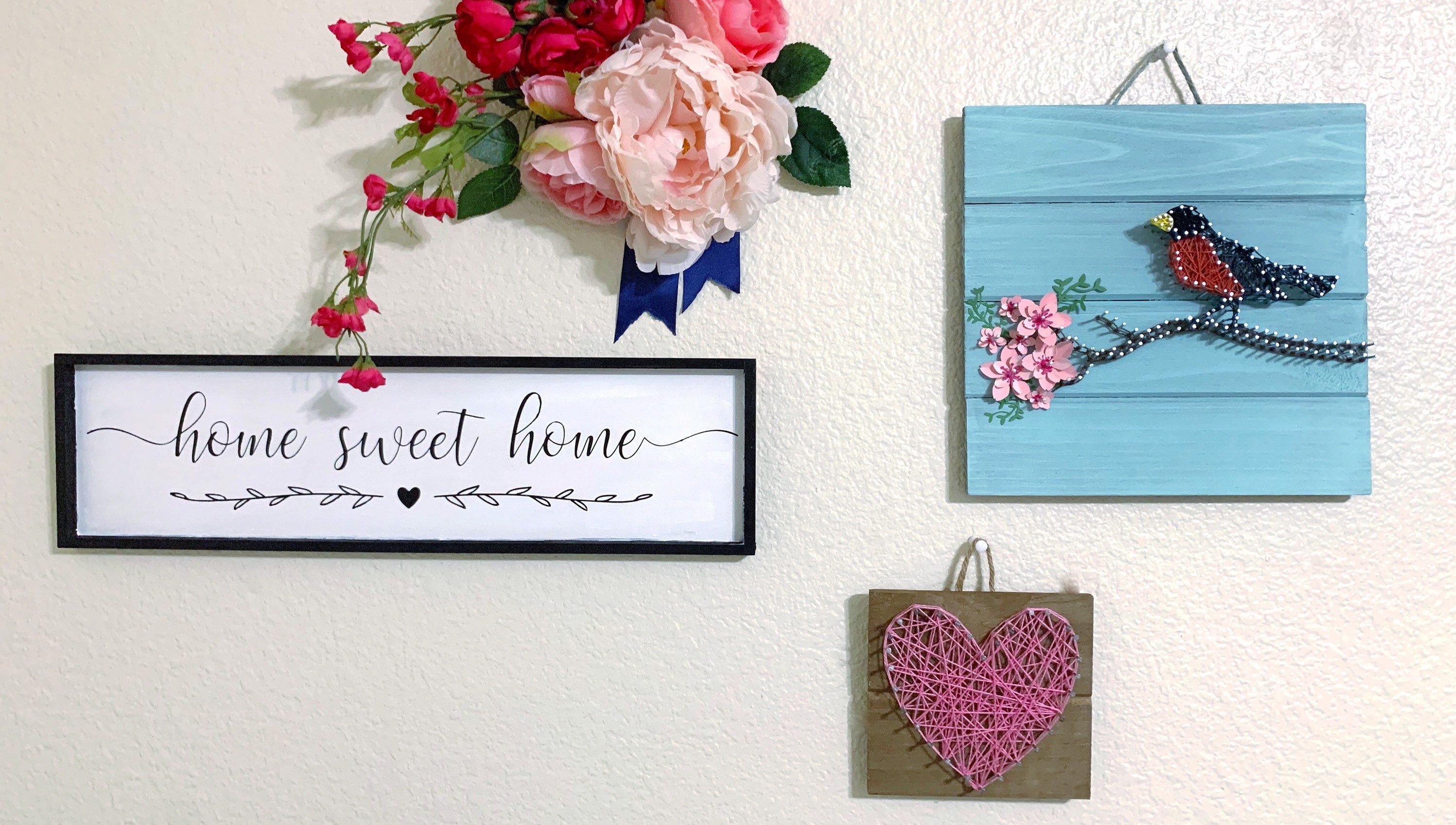 Robin String Art Robin on Cherry Blossom Branch Wall Art - Etsy