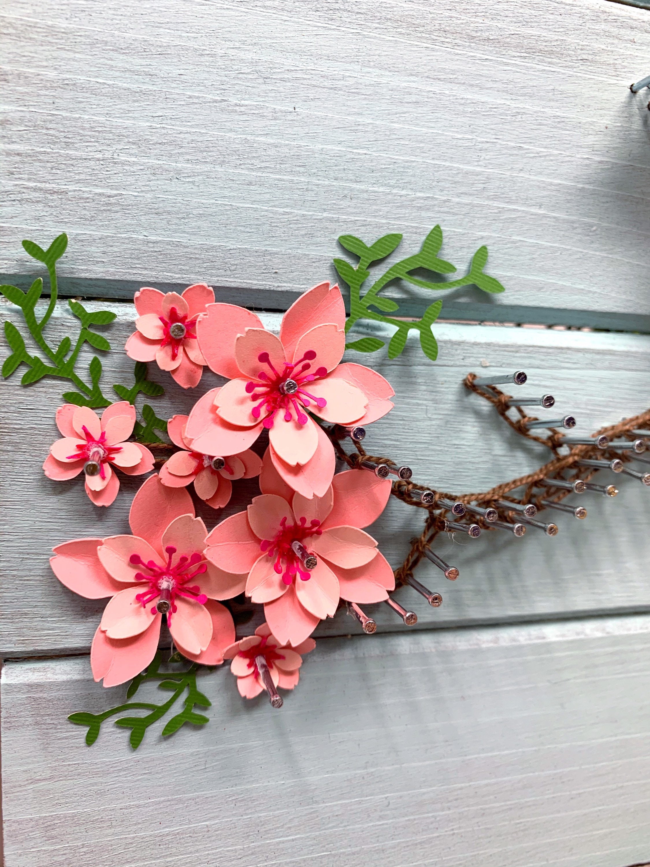 Robin String Art Robin on Cherry Blossom Branch Wall Art - Etsy