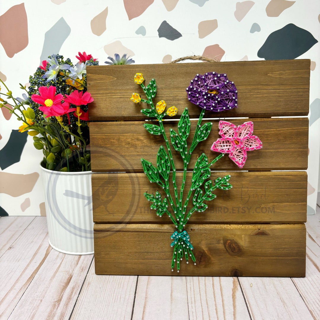 Spring Flower Bouquet String Art | Mothers Day Gift, Floral String Art ...