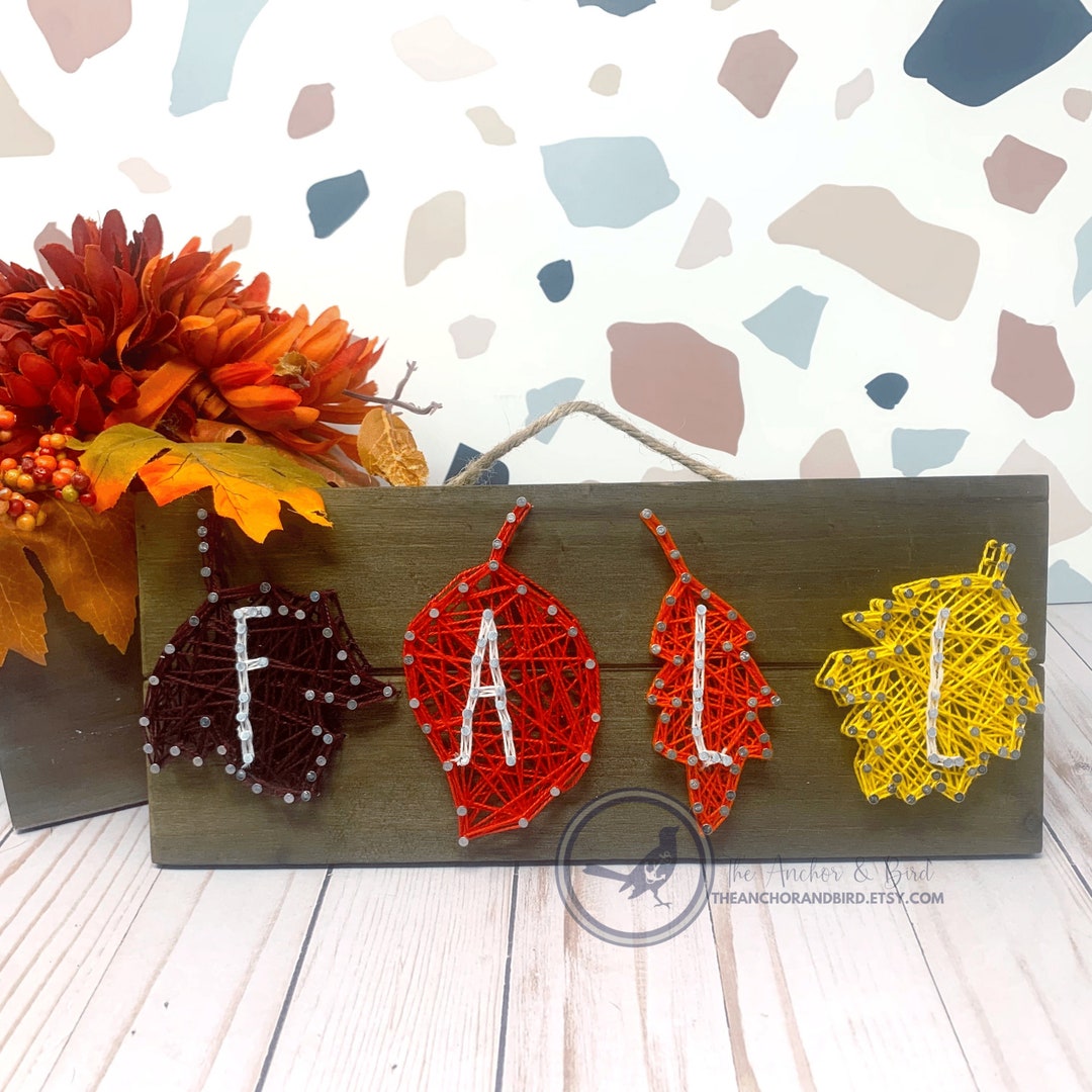 Fall Leaves String Art Sign | Colorful Fall Gift, Rustic Fall Decor ...