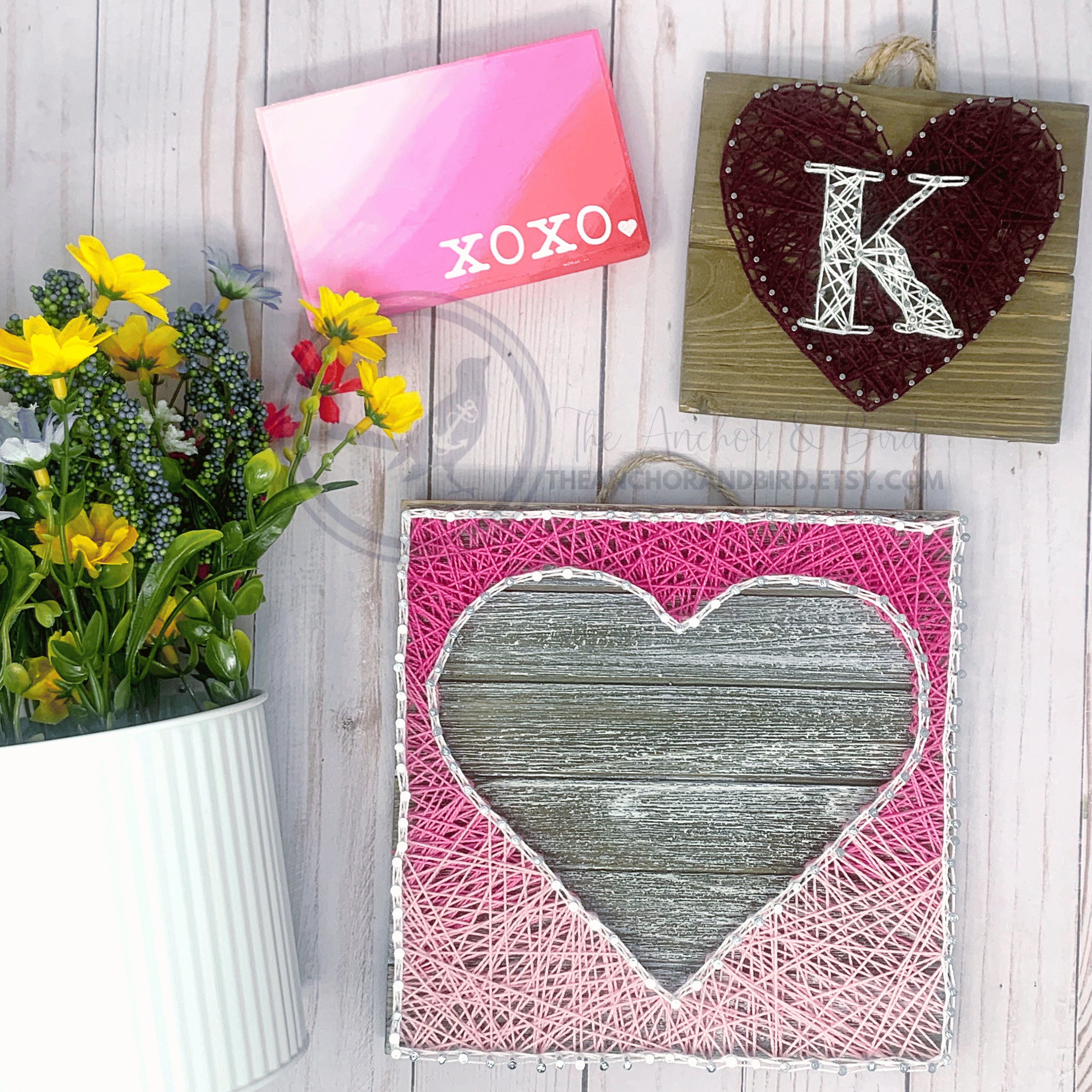 Pink Ombre Heart Negative Space String Art Valentine Day - Etsy