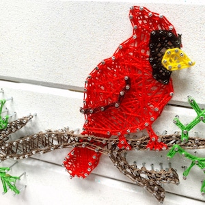 Cardinal String Art | Cardinal on a Branch Winter Wall Art, in Memory ...