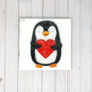Penguin With Heart String Art Cute Penguin Wall Art, Valentines Day ...