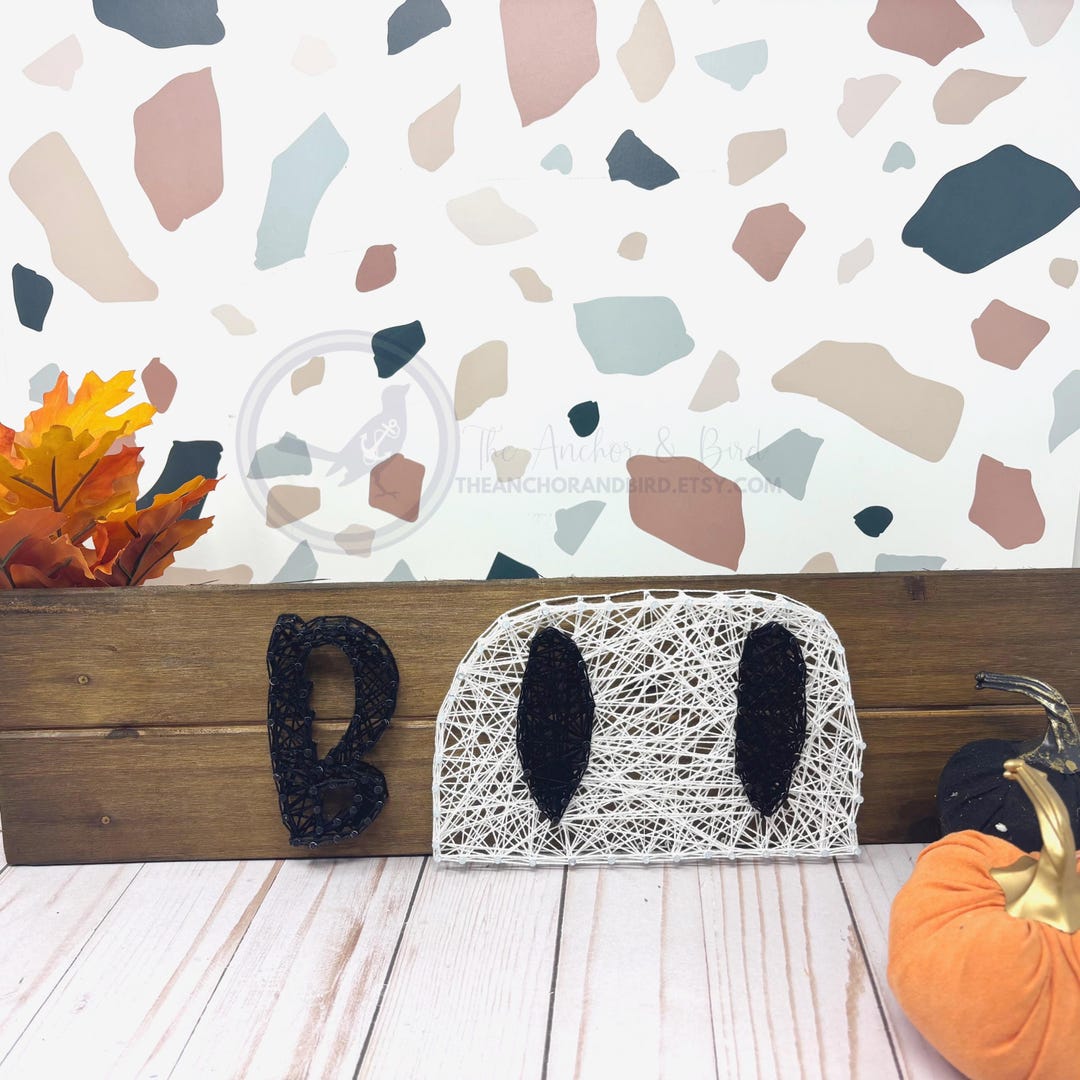 Boo Ghost Eyes String Art | Cute Ghost String Art, Halloween Wall Decor ...