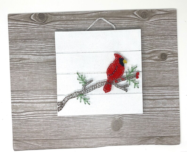 Cardinal String Art Cardinal on a Branch Winter Wall Art in - Etsy