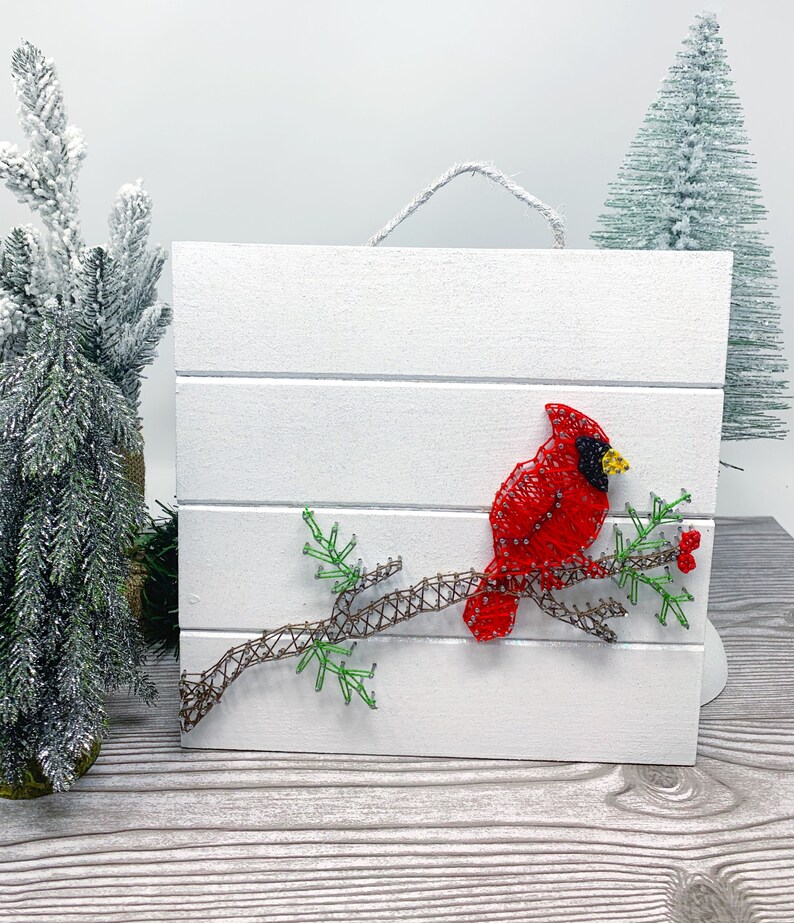 Cardinal String Art Cardinal on a Branch Winter Wall Art in - Etsy