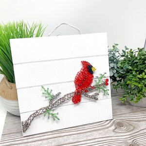 Cardinal String Art Cardinal on a Branch Winter Wall Art in - Etsy
