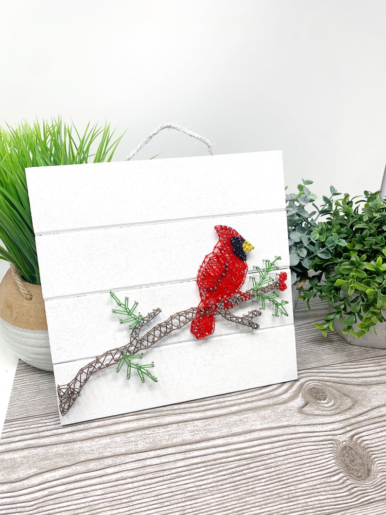 Cardinal String Art Cardinal on a Branch Winter Wall Art in - Etsy