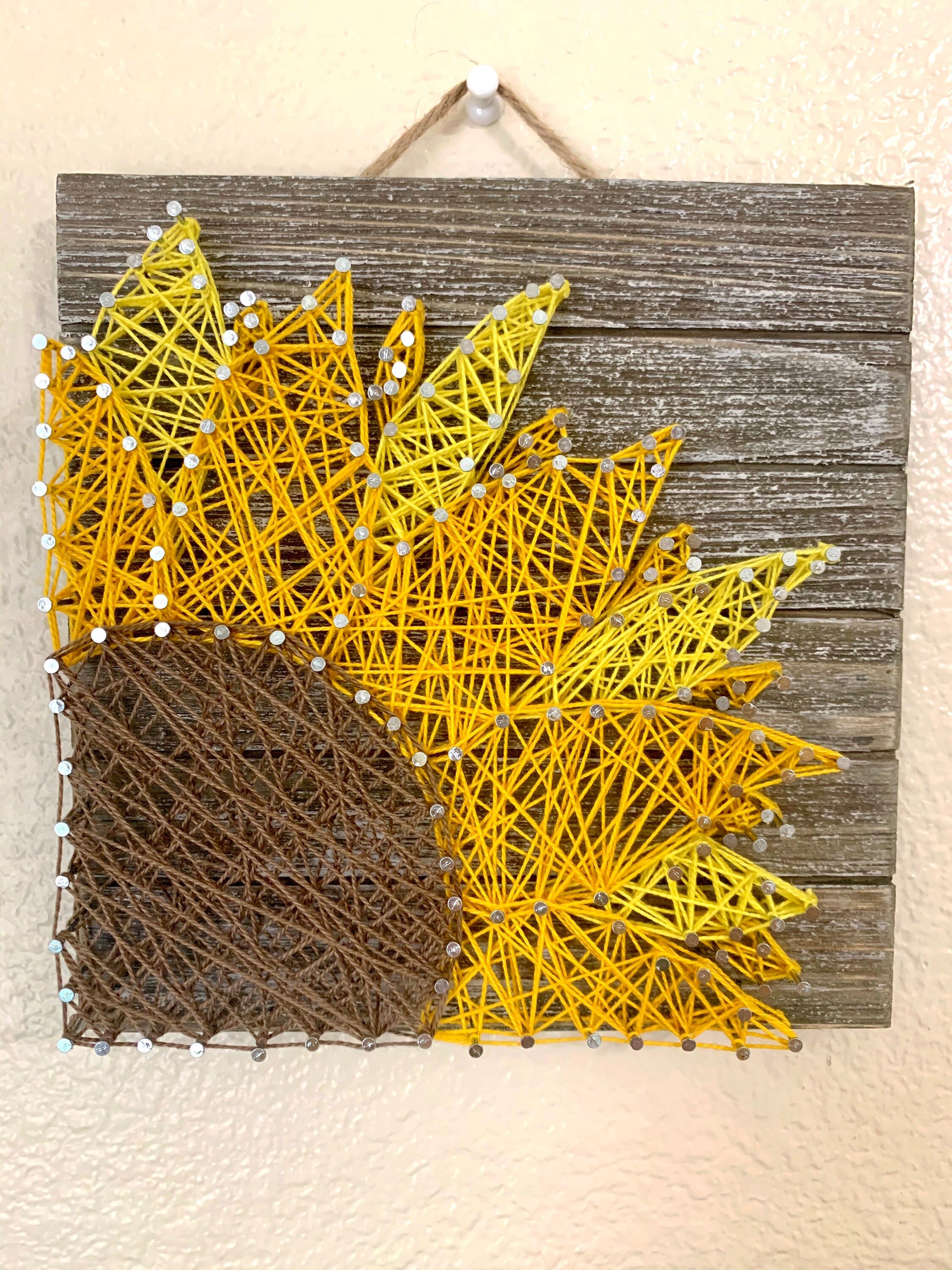 Sunflower String Art Rustic String Art Decor Farmhouse - Etsy