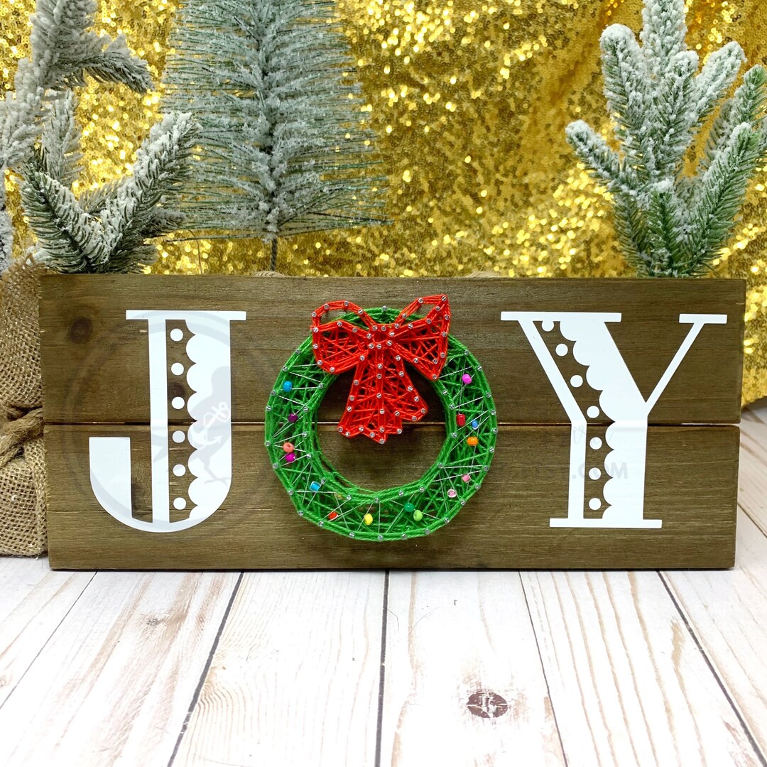Joy Wreath Holiday String Art | Christmas Decor, Festive Winter Holiday ...
