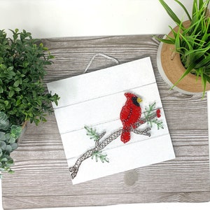 Cardinal String Art Cardinal on a Branch Winter Wall Art in - Etsy