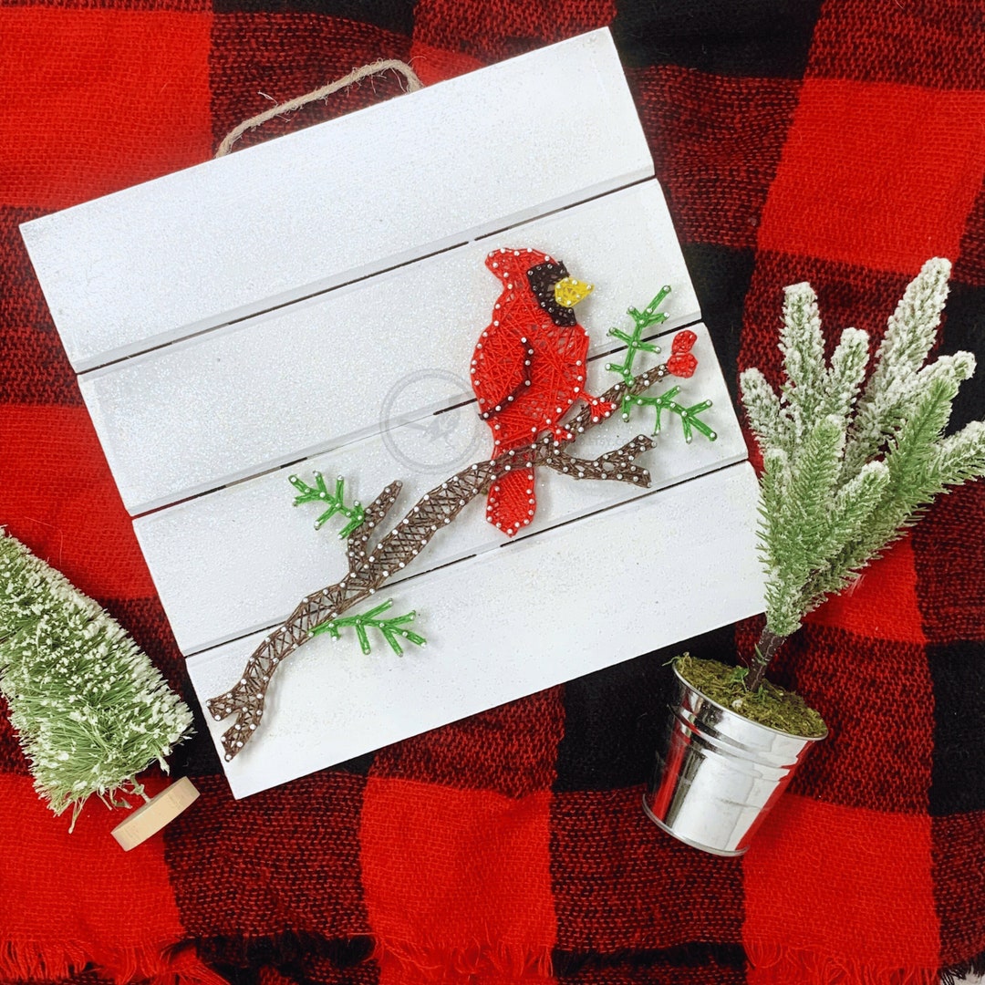 Cardinal String Art | Cardinal on a Branch Winter Wall Art, in Memory ...