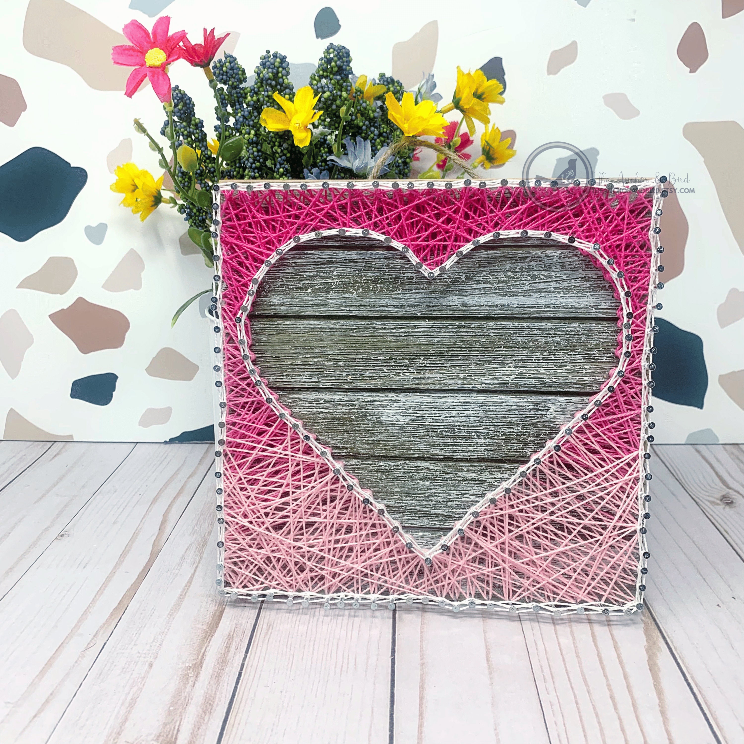 Pink Ombre Heart Negative Space String Art Valentine Day - Etsy