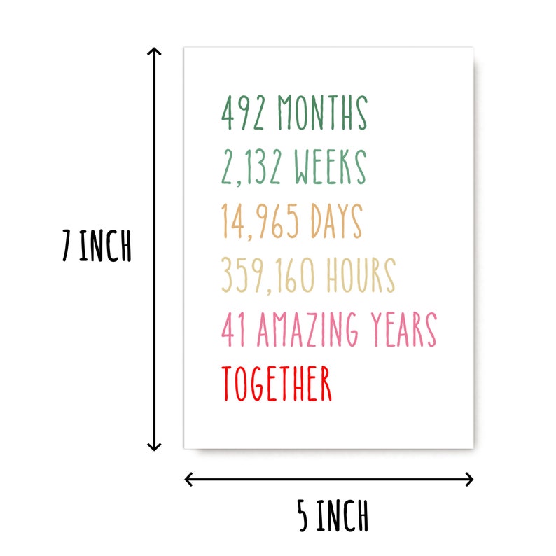 41st Anniversary Card, Funny 41st Years Wedding Anniversary Card, 41st ...