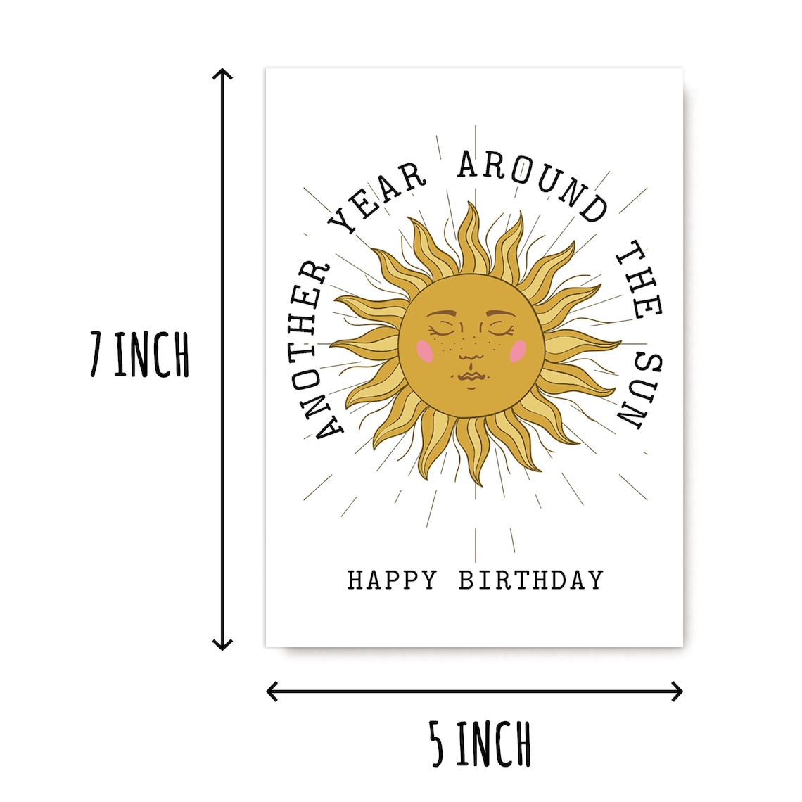 Another Year Around the Sun Card, Happy Birthday Card, Bohemian Style ...