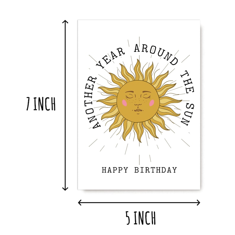 Another Year Around the Sun Card, Happy Birthday Card, Bohemian Style ...