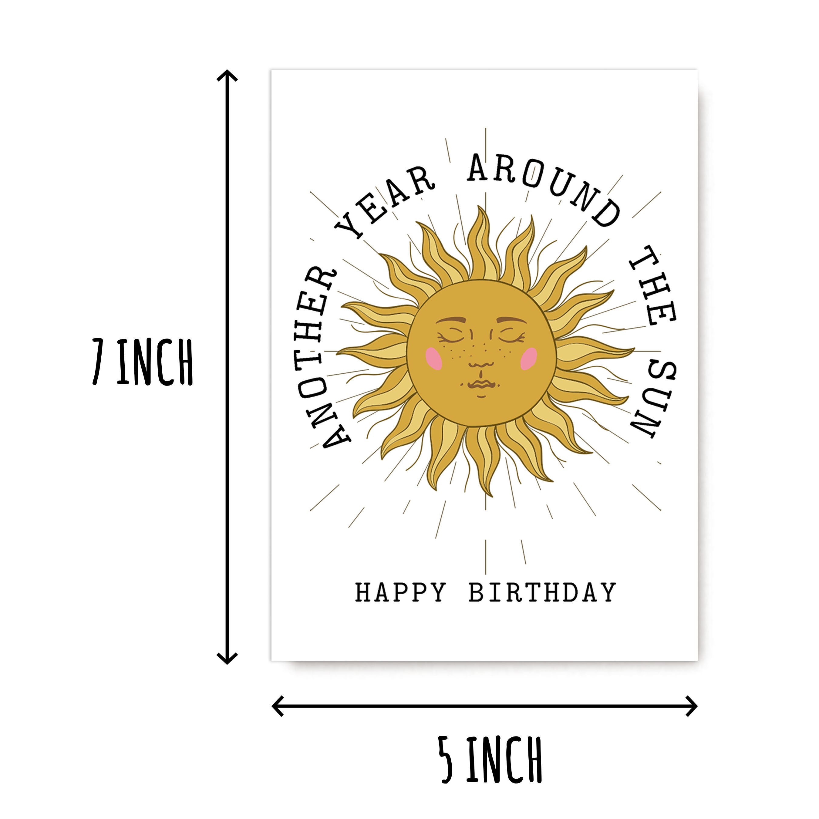 Another Year Around the Sun Card, Happy Birthday Card, Bohemian Style ...