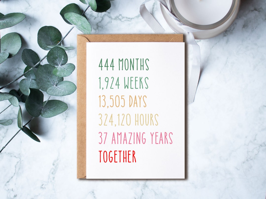 37th Anniversary Card, Funny 37th Years Wedding Anniversary Card, 37th ...