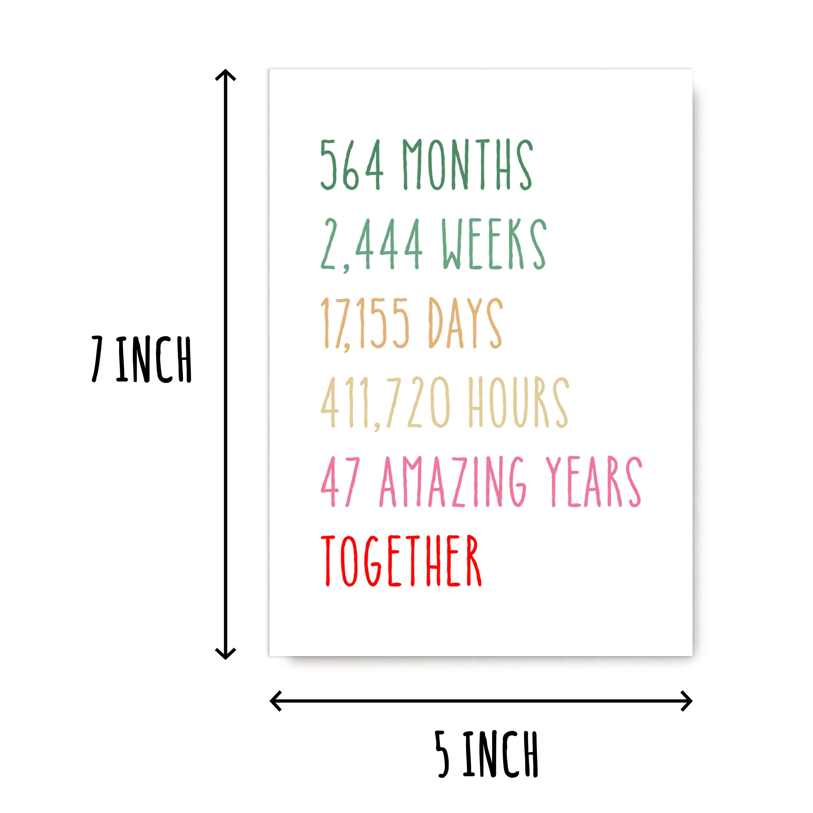 47th Anniversary Card, Funny 47 Years Wedding Anniversary Card, 47th ...