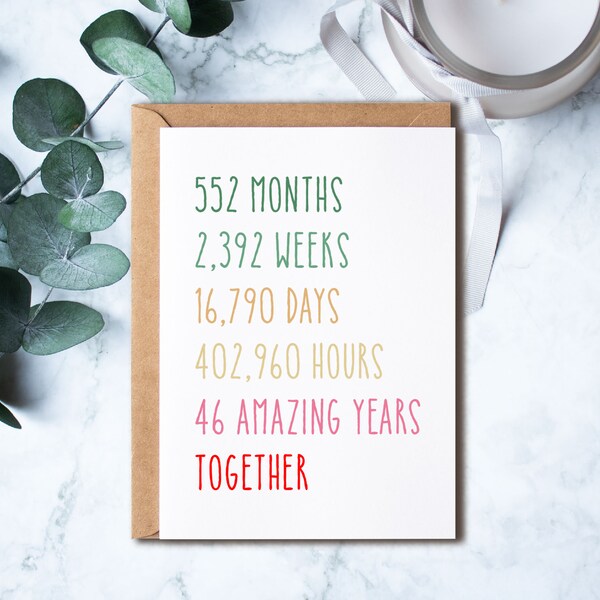 46th Wedding Anniversary Card - Etsy