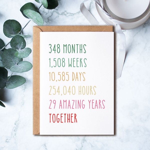 29th Wedding Anniversary Card - Etsy
