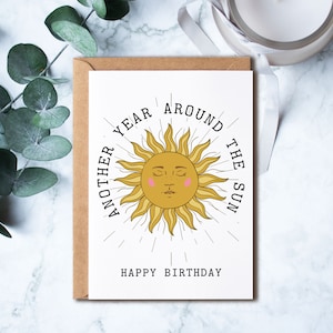 Another Year Around the Sun Card, Happy Birthday Card, Bohemian Style ...