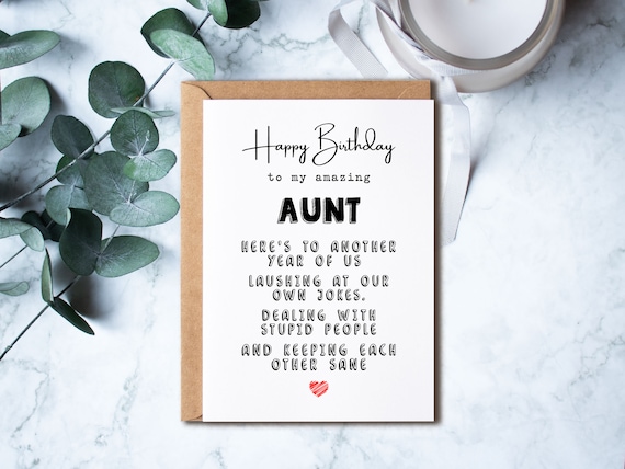 Birthday Card for Aunt Greeting Card for Aunt Happy - Etsy