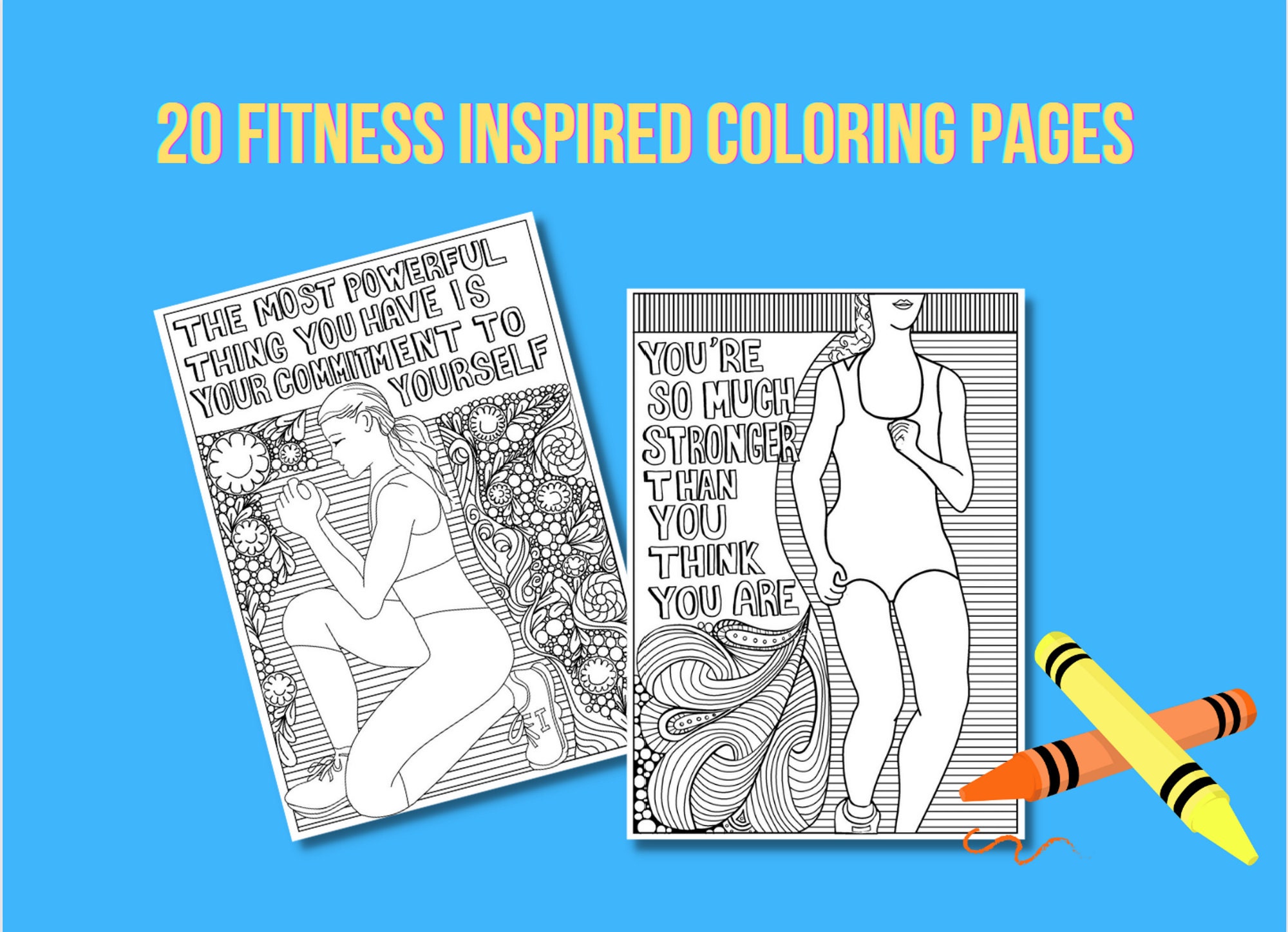 20 Coloring Pages for Fitness Inspiration, New Year's Mindset Mental ...