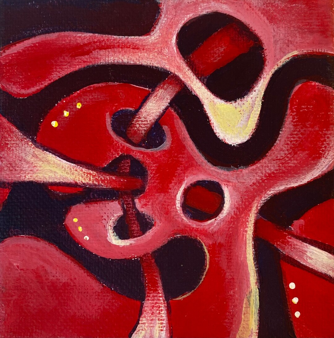 Red Abstract Mini Canvas Painting: Bold Zen Flow Art - Etsy