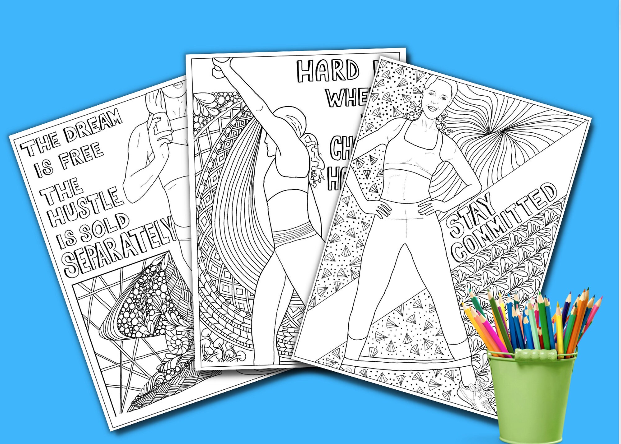 20 Coloring Pages for Fitness Inspiration, New Year's Mindset Mental ...