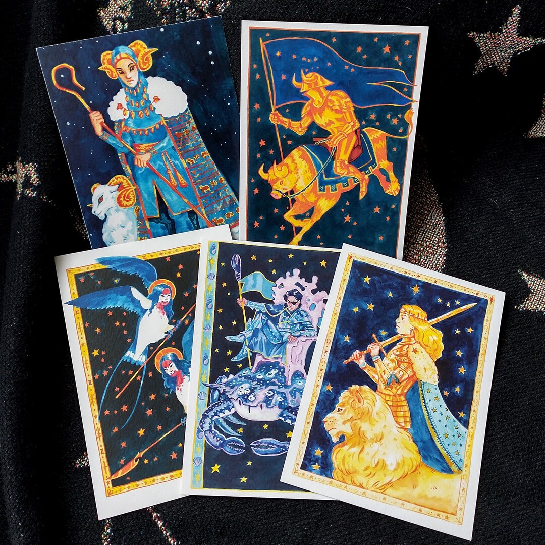 Zodiac Postcards - Etsy