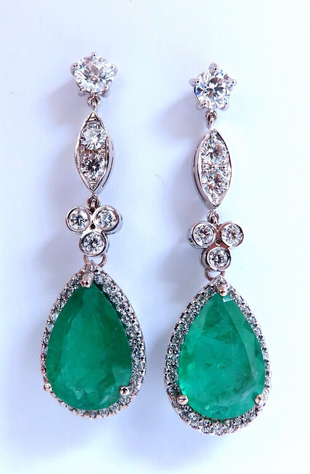 GIA zertifizierte 12.75ct Natürliche Smaragde Diamant Ohrringe 14kt ...