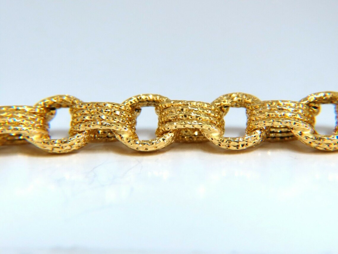 Wide Crossing Wreath Chain Link Bracelet 14kt Bright Cut Links - Etsy