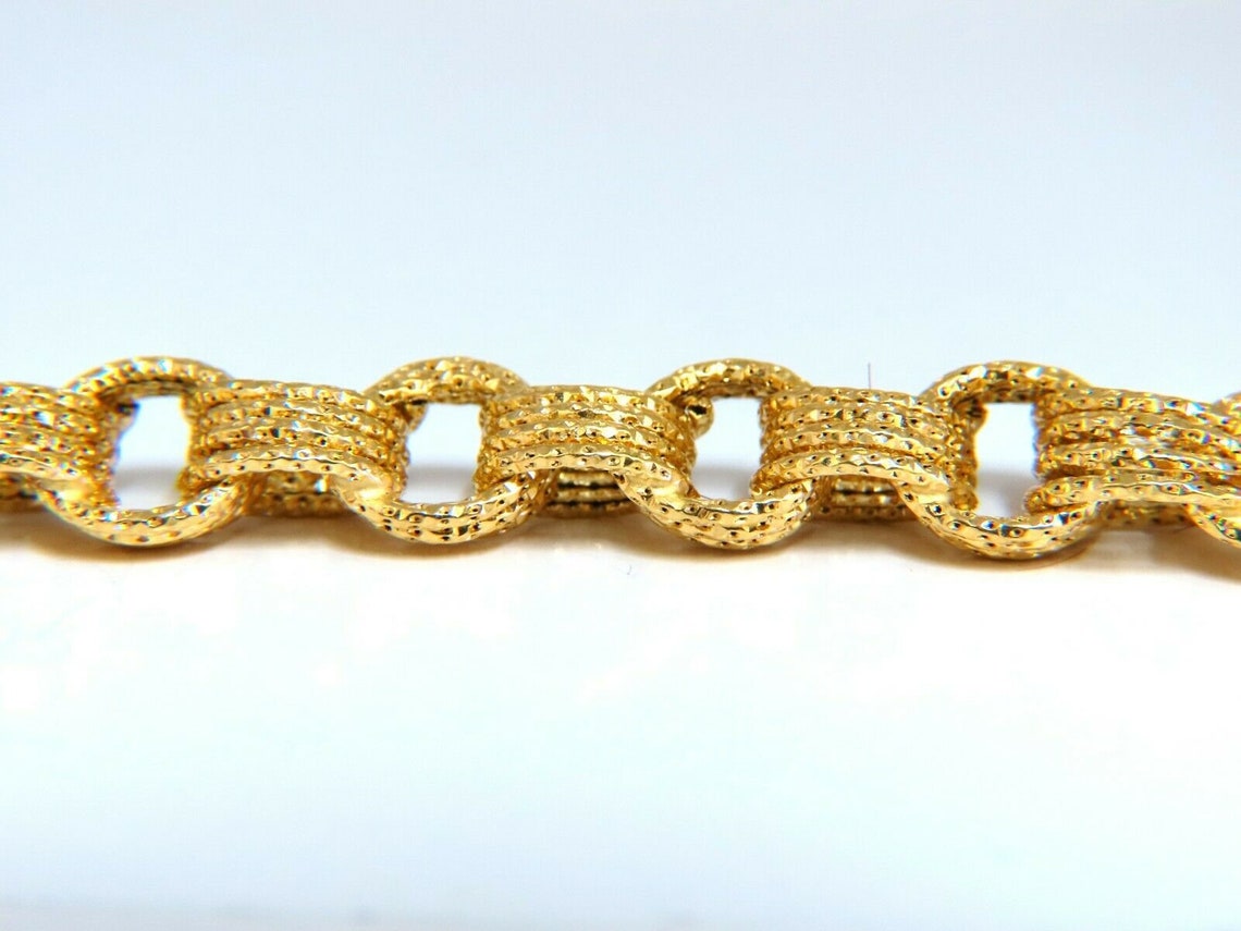 Wide Crossing Wreath Chain Link Bracelet 14kt Bright Cut Links - Etsy