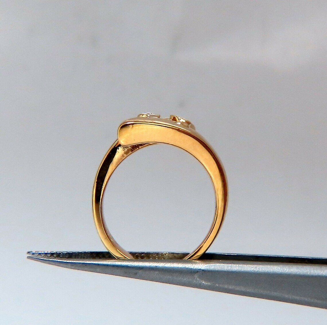 0.15ct. Diamonds Cross Over Ring 14kt Gold - Etsy