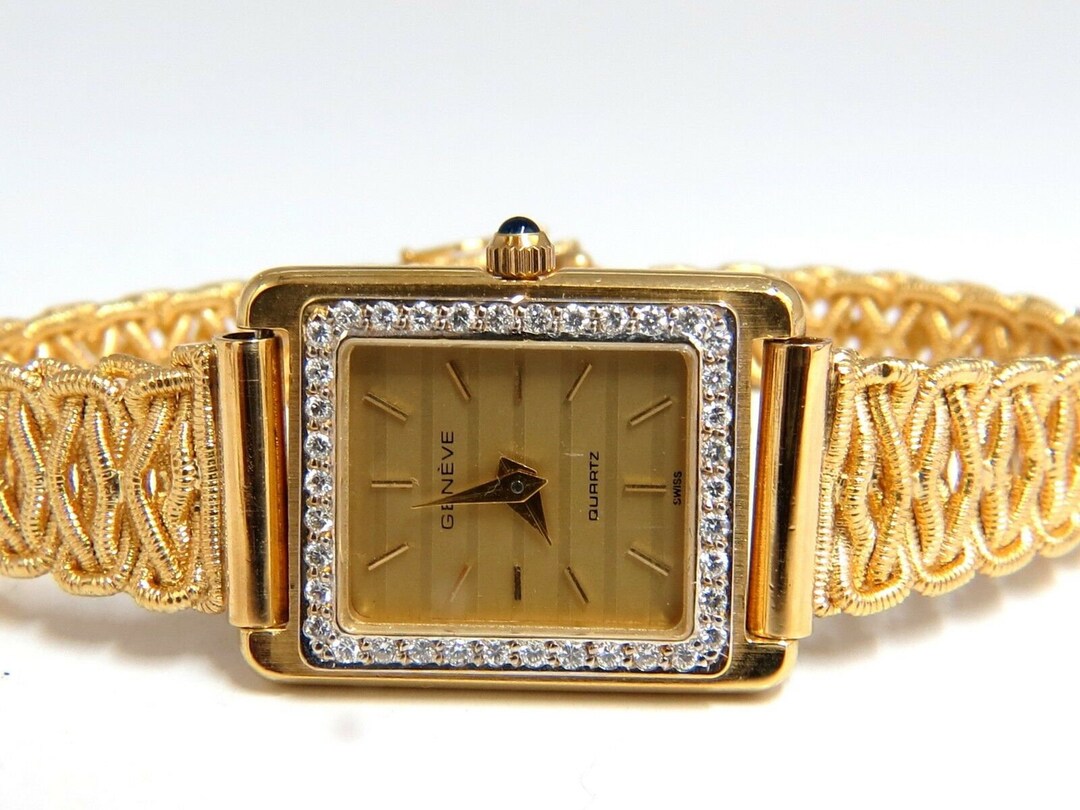 Vintage Geneve Swiss Quartz .36ct Diamonds Watch - Etsy